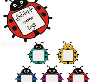 Editable Ladybug Name Tags - Etsy