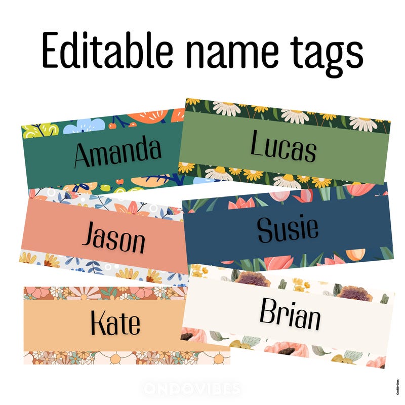 Flower Name Tags - Etsy