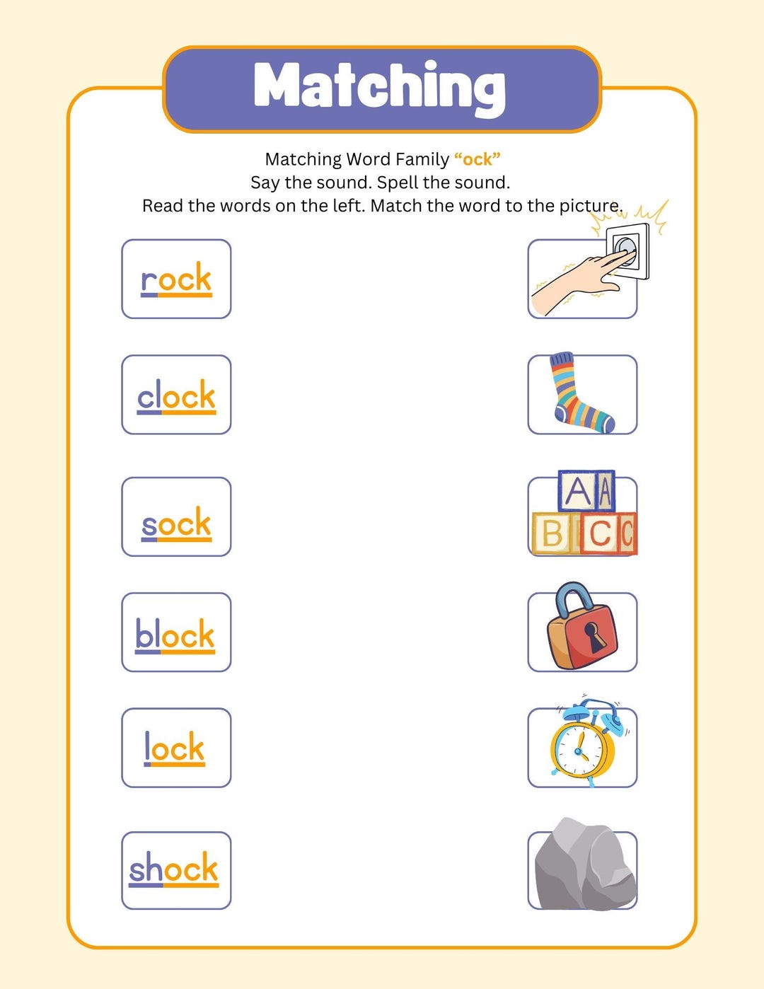 Word Family "ock." Word Families, Word Family, Kindergarten & Grade One ...