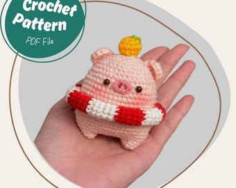 Floatie Piggy Crochet Pattern Swimming Pig With Orange Amigurumi Cute ...