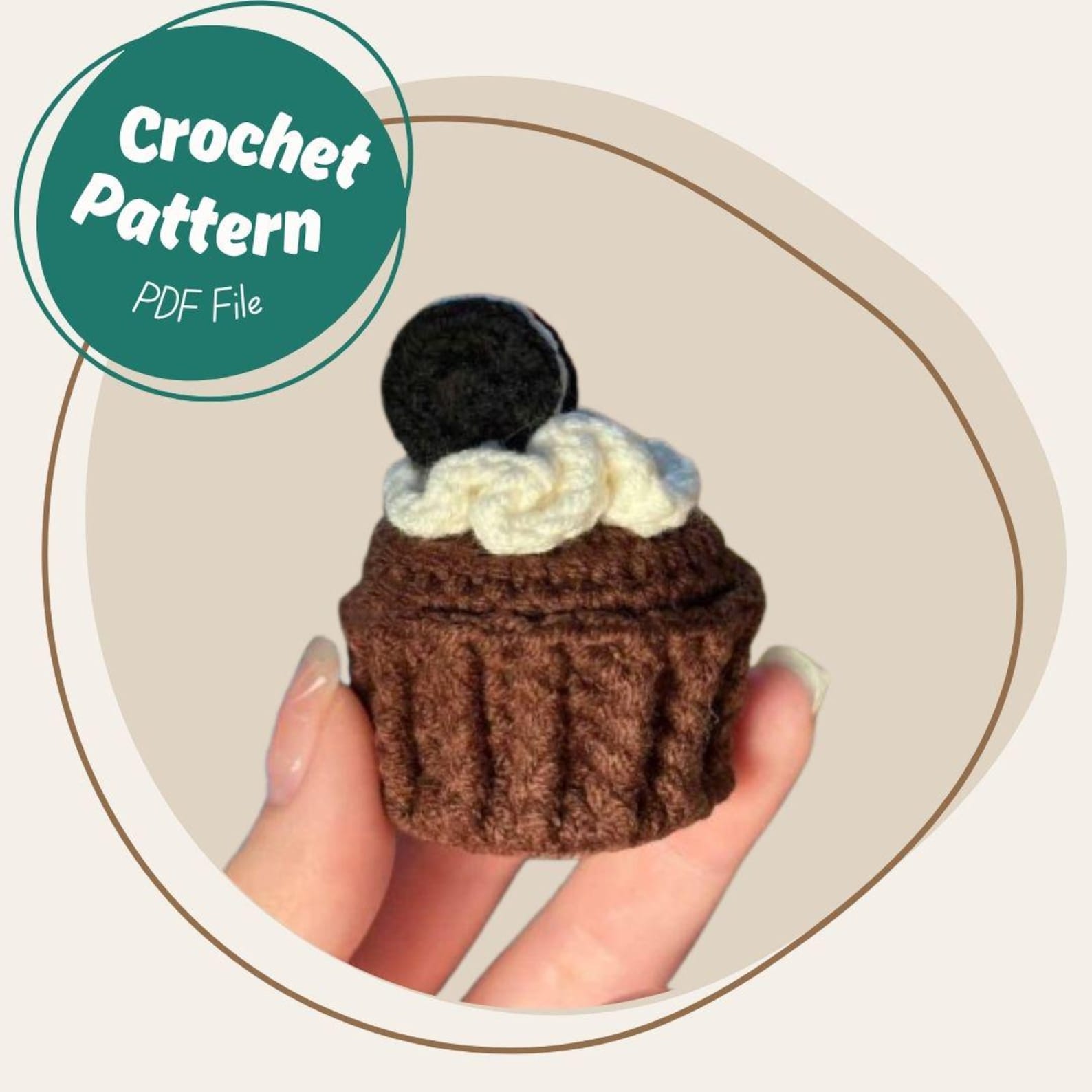 Cookie Cupcake Crochet Pattern Cute Chocolate Small Cake Dessert ...