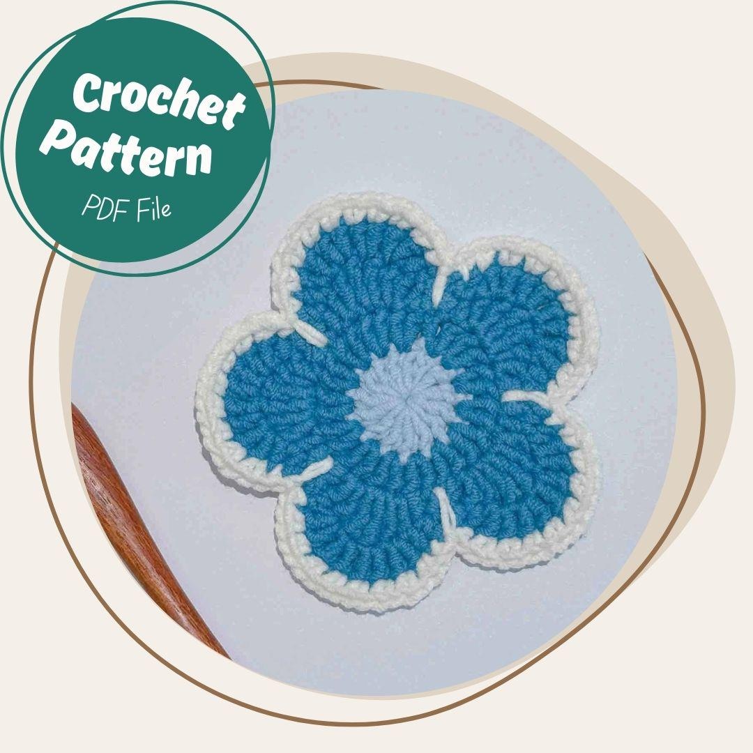 Simple Flower Coaster Crochet Pattern Easy 5 Petals Blossom Floral ...