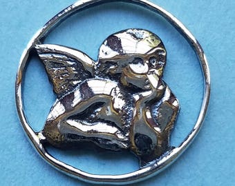 Round Raphael Angel Charm Angel of Healing Religious Charm