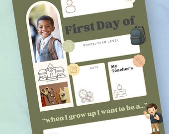 Editable First Day of School Print, Back to School Template, Colorful ...