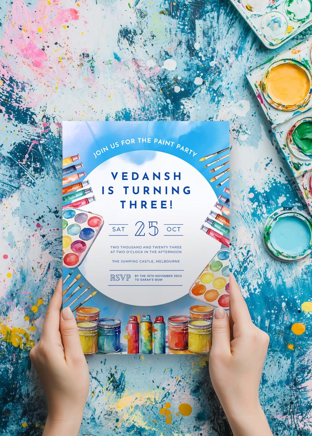 Editable Paint Party Invite, Painting Party Invite,editable Canva ...