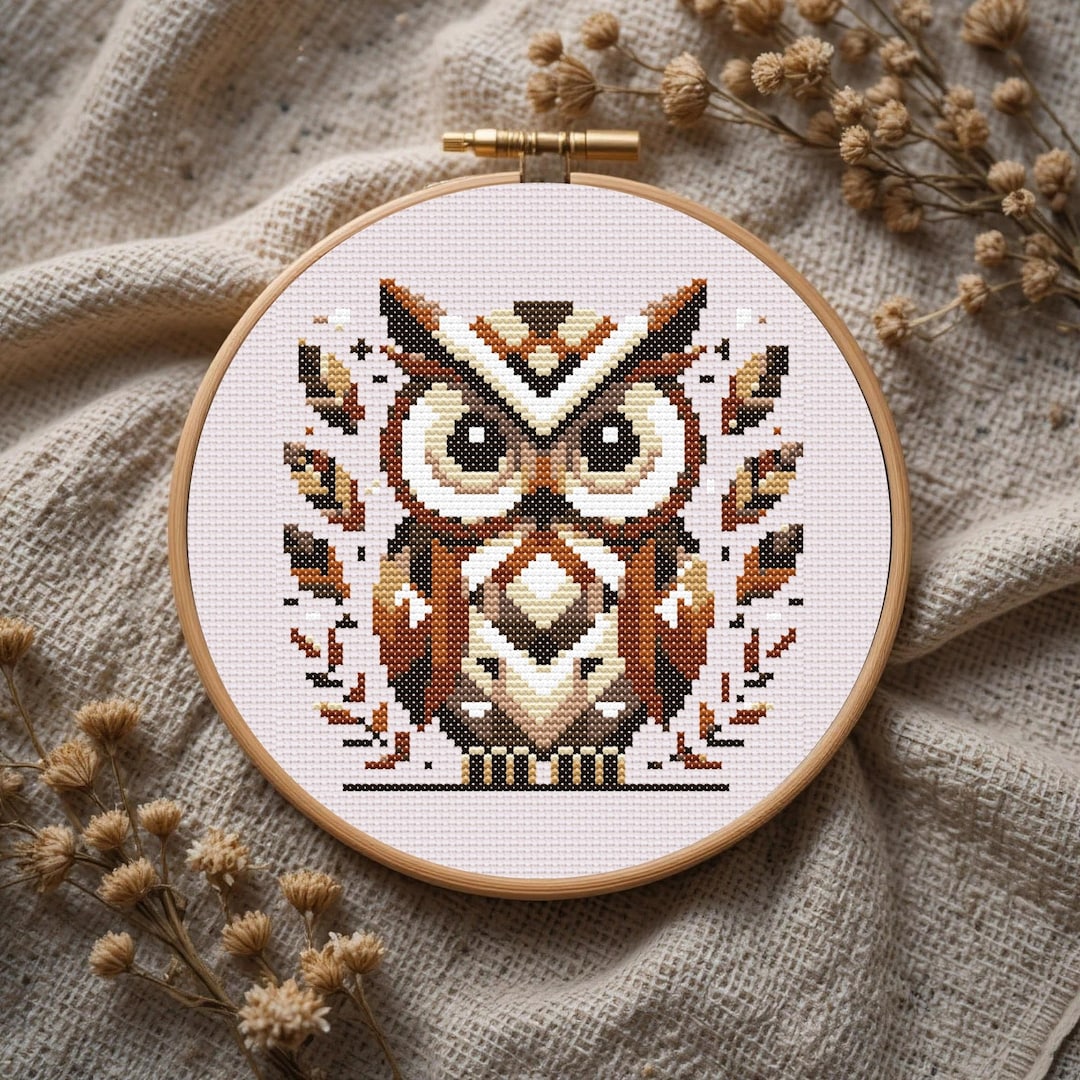 Geometric Owl Cross Stitch Pattern PDF, Owl Cross Stitch, Xstitch ...