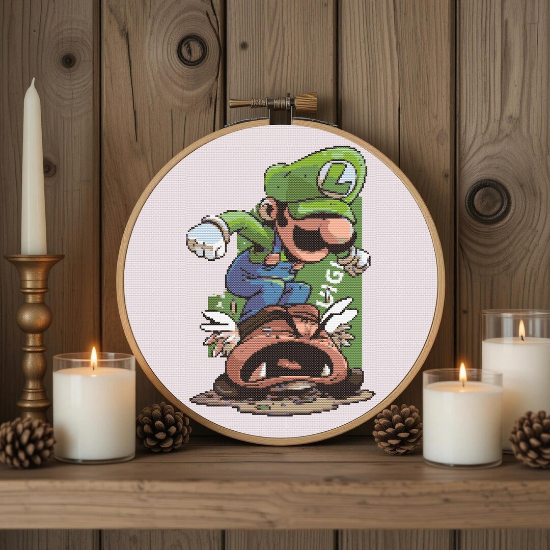 Luigi Vs Winged Foe Cross Stitch Pattern: Retro Game Embroidery (PDF ...