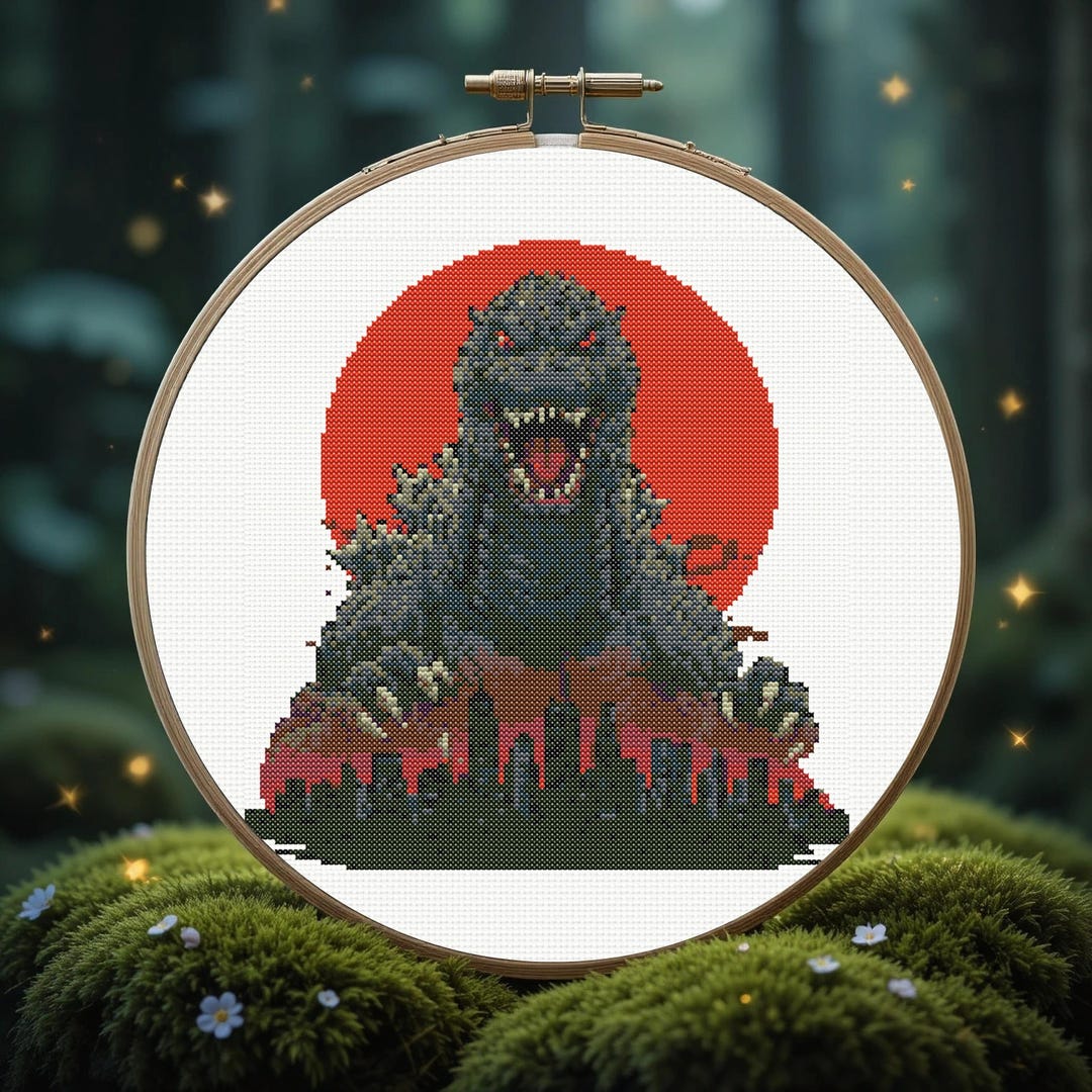 Godzilla Cross Stitch Pattern PDF - Instant Download, Godzilla Pattern ...