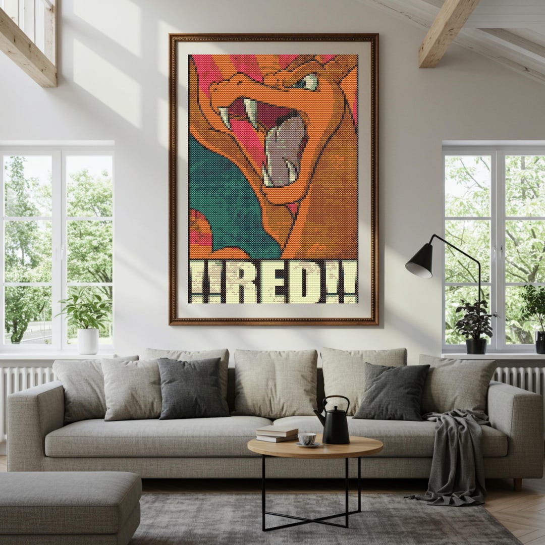 Charizard Cross Stitch Pattern – Pokemon Embroidery (PDF Download) - Etsy