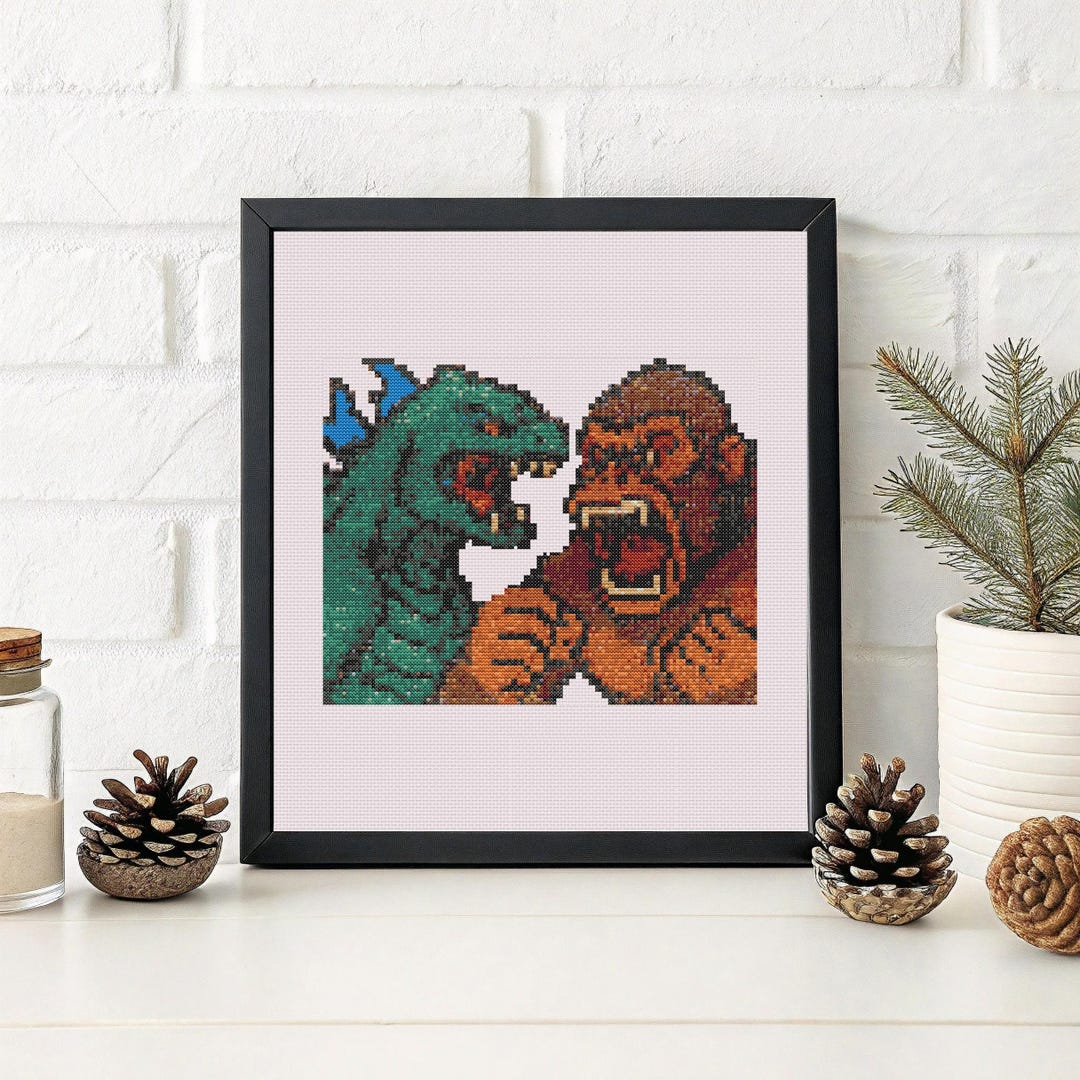 Godzilla X Kong Cross Stitch Pattern PDF - Instant Download, Godzilla X ...