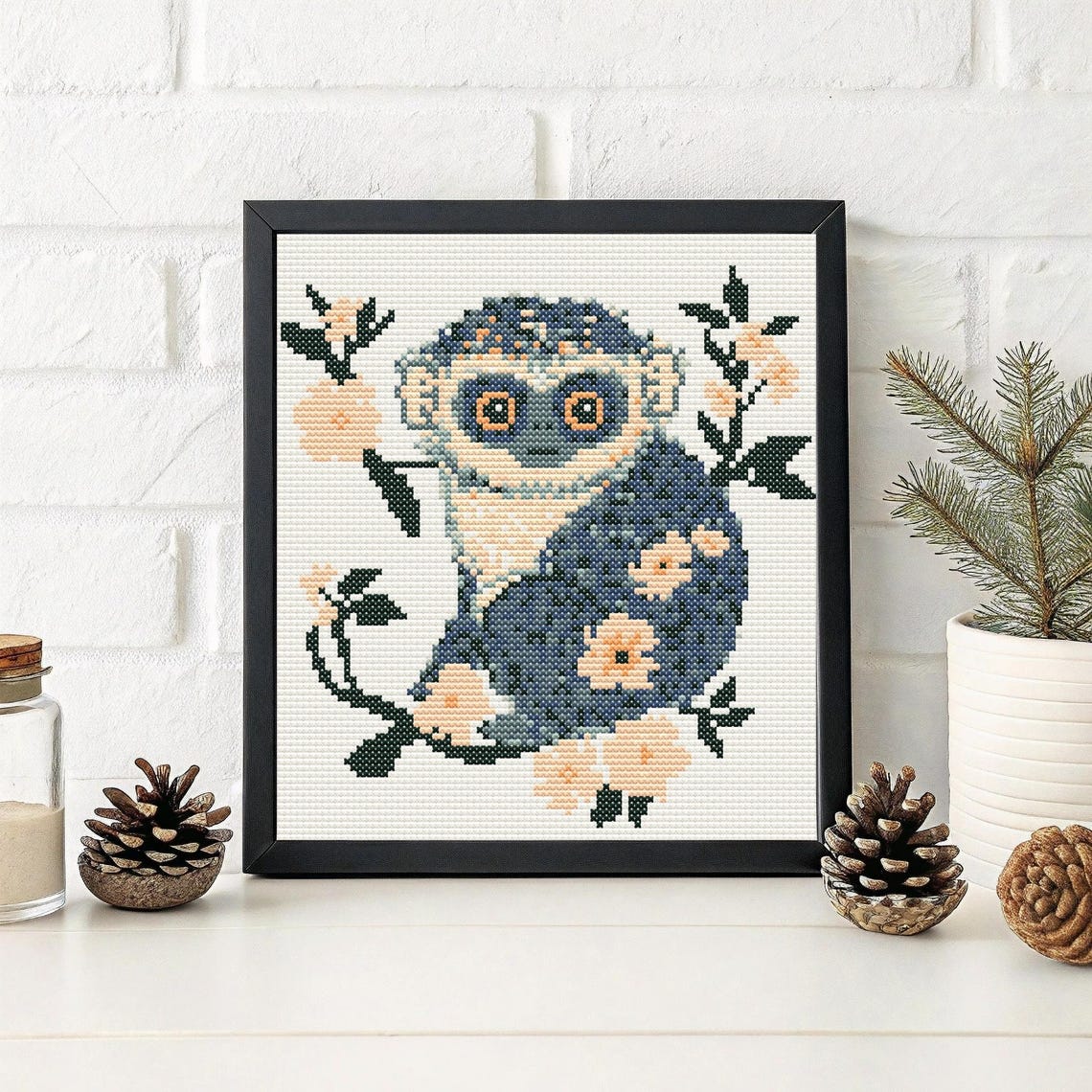Pygmy Marmoset Cross Stitch Pattern: Floral Monkey Embroidery (PDF ...