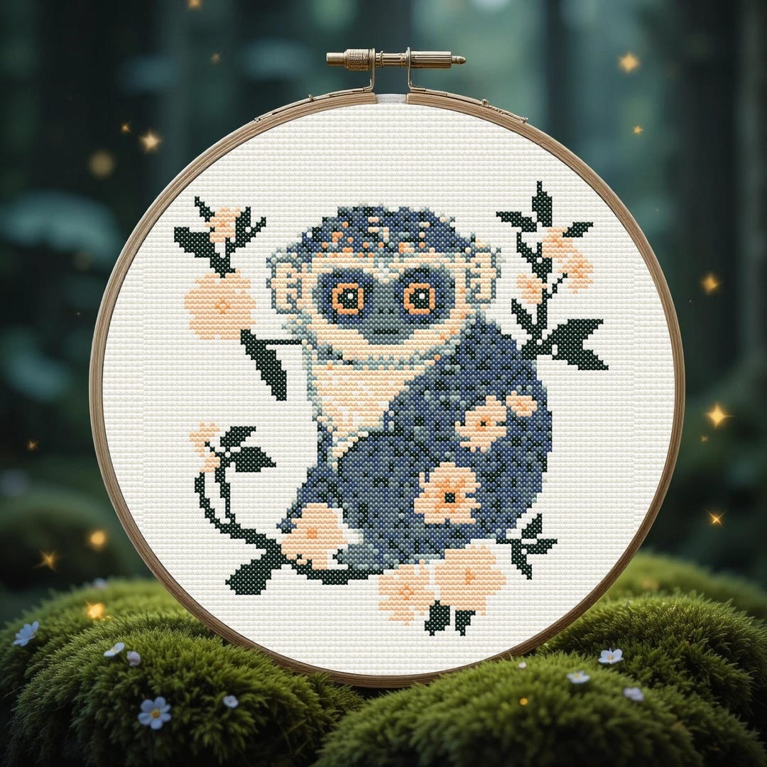 Pygmy Marmoset Cross Stitch Pattern: Floral Monkey Embroidery (PDF ...