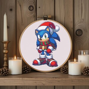 Winter Sonic Cross Stitch Pattern, Christmas Video Game Embroidery (PDF ...