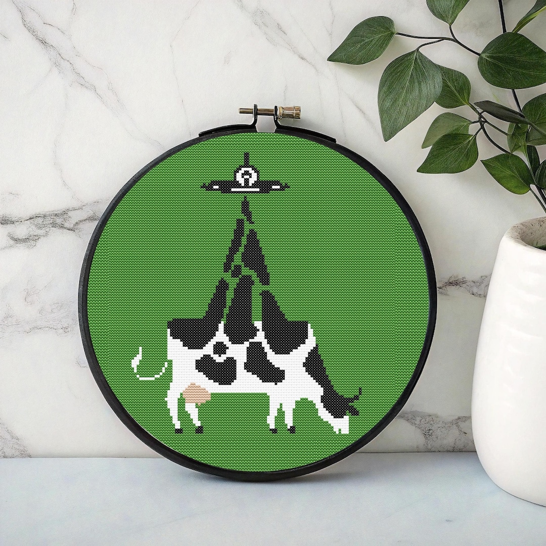 UFO Cow Abduction Cross Stitch Pattern Funny Alien Embroidery PDF Etsy ufo-cow-abduction-cross-stitch-pattern-funny-alien-embroidery-pdf-etsy