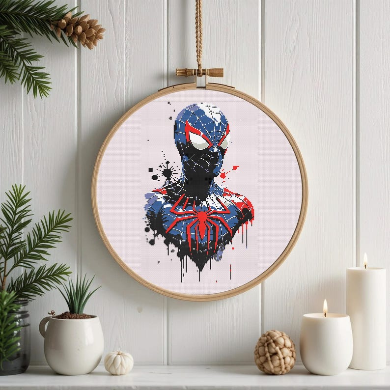 Baby Spiderman Cross Stitch Pattern: Paint Splatter Hero (PDF Download ...