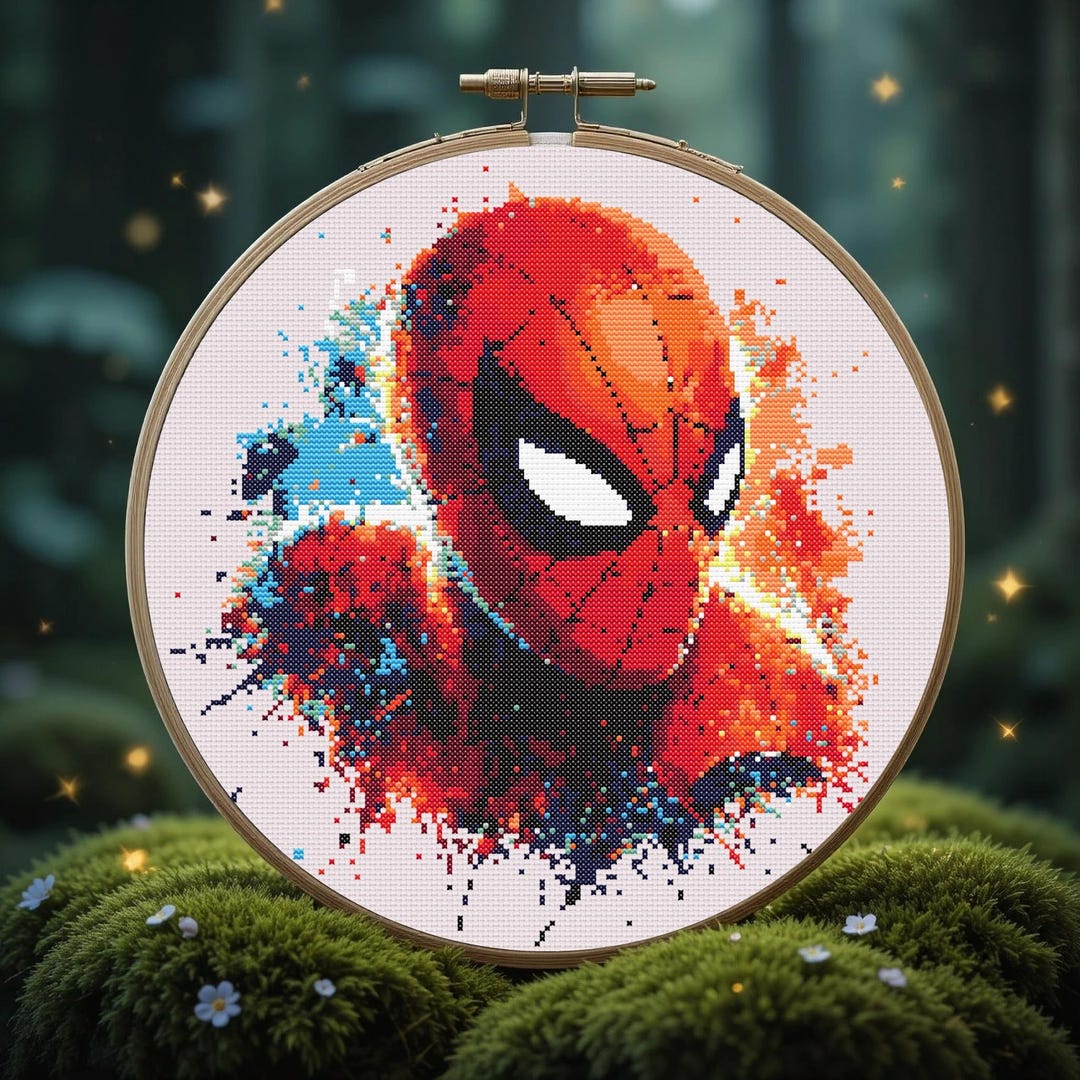 Spiderman Cross Stitch Pattern: Paint Splatter Hero Design (PDF Pattern ...