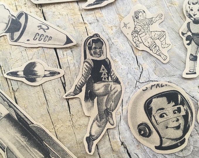 Vintage Space Age Kraft Paper Stickers (10 Sticker Pack) - Retro Outer ...