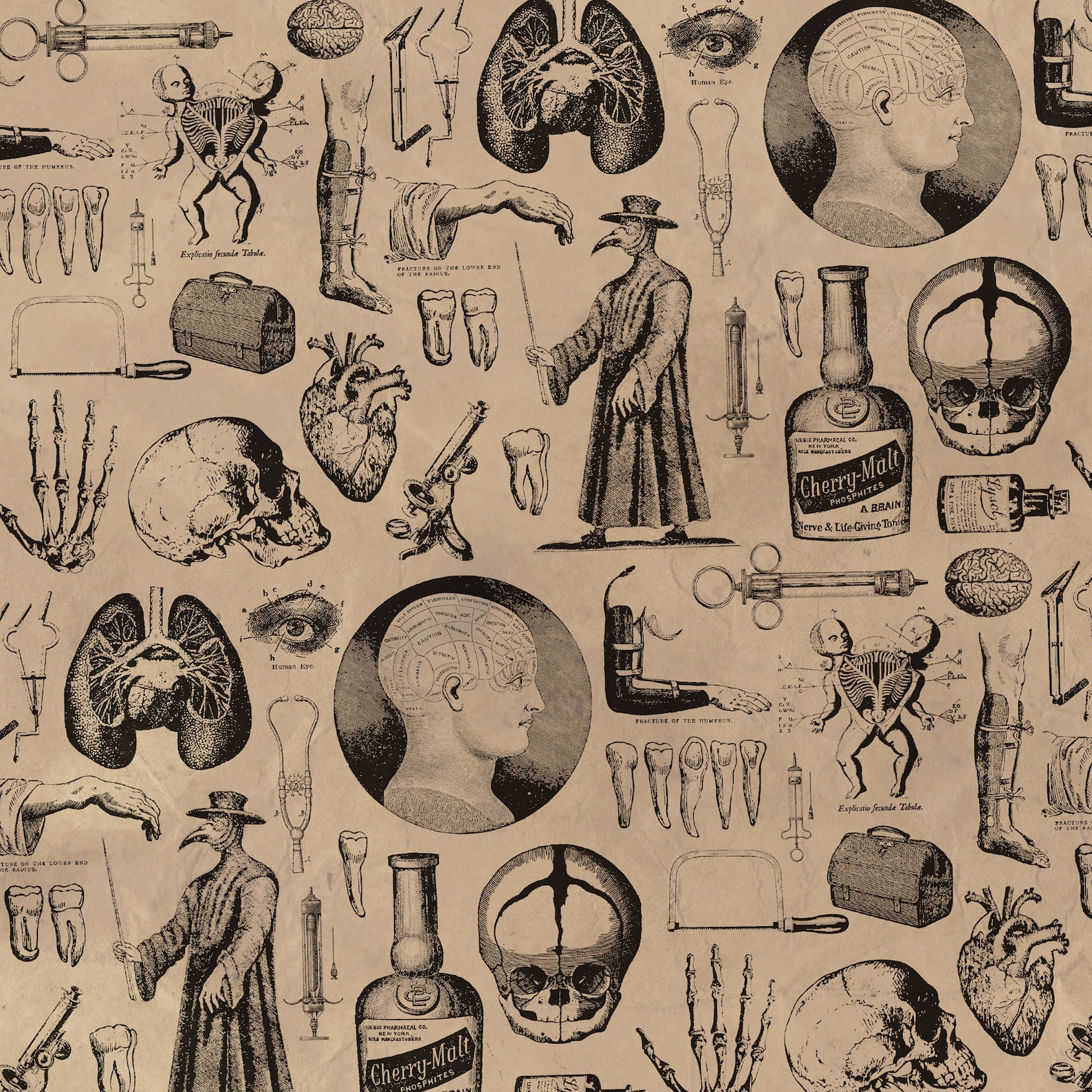 Vintage Medical Wrapping Paper - Vintage Creepy Gift Wrap With Vintage ...