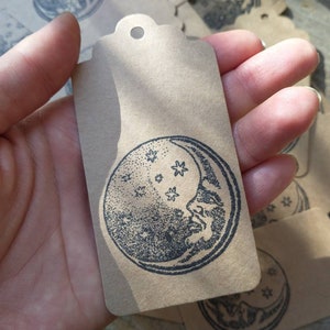 Vintage Moon Gift Tags - Kraft Paper Stamped Tags for Gift Wrapping (5 ...