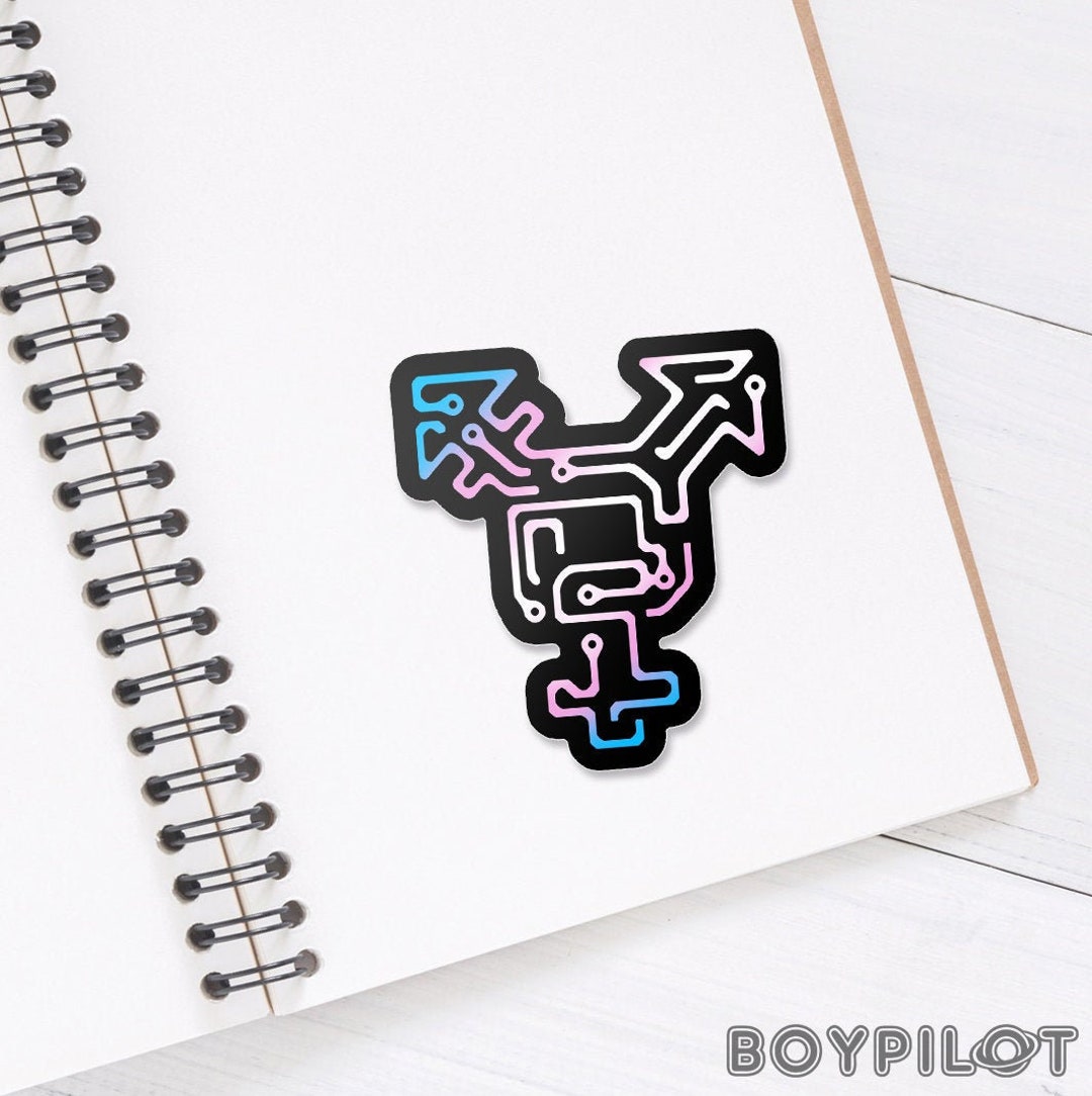 Trans Cyborg Sticker - Circuit Board Transgender Geek Nerd Programmer ...