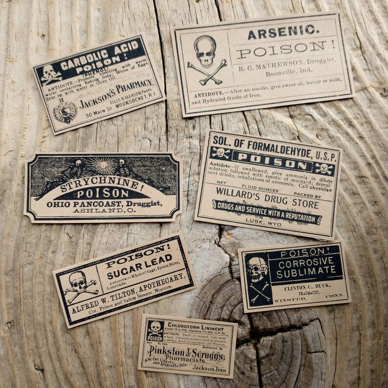Vintage Poison Bottle Labels Kraft Paper Stickers (7 Sticker Pack) - Etsy