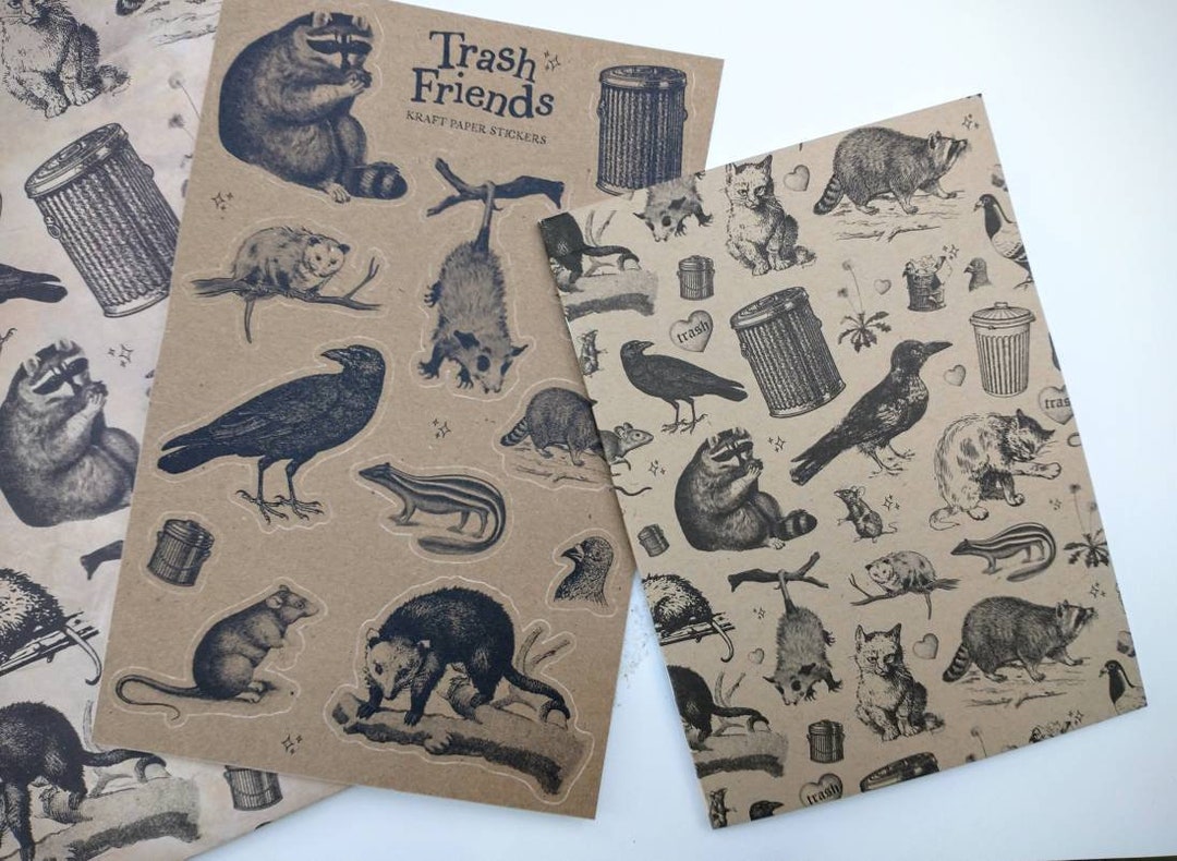 Trash Friends Bundle - Funny Possum Raccoon Blank Notebook, Gift Wrap ...