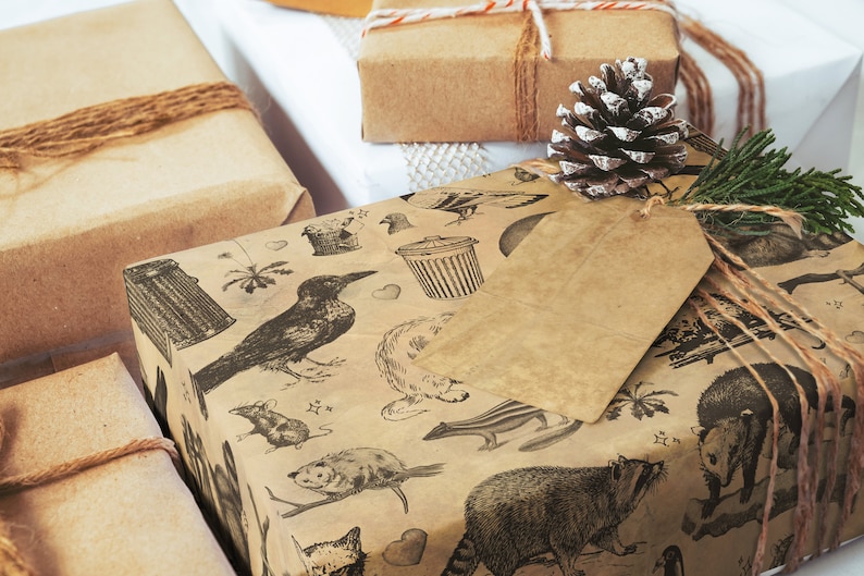 Trash Friends Wrapping Paper Funny Vintage Opossum Rat Crow - Etsy
