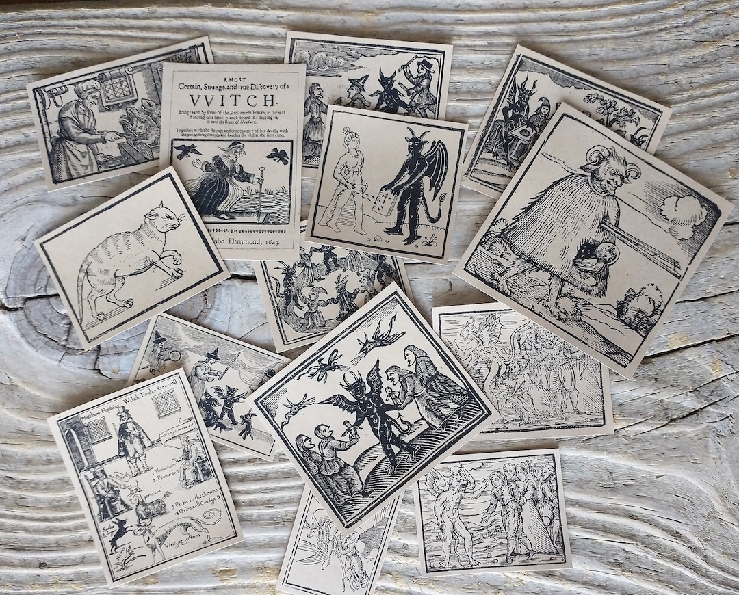 Witches & Devils Medieval Woodcut Stickers - 14 Sticker Set - Hand Cut ...