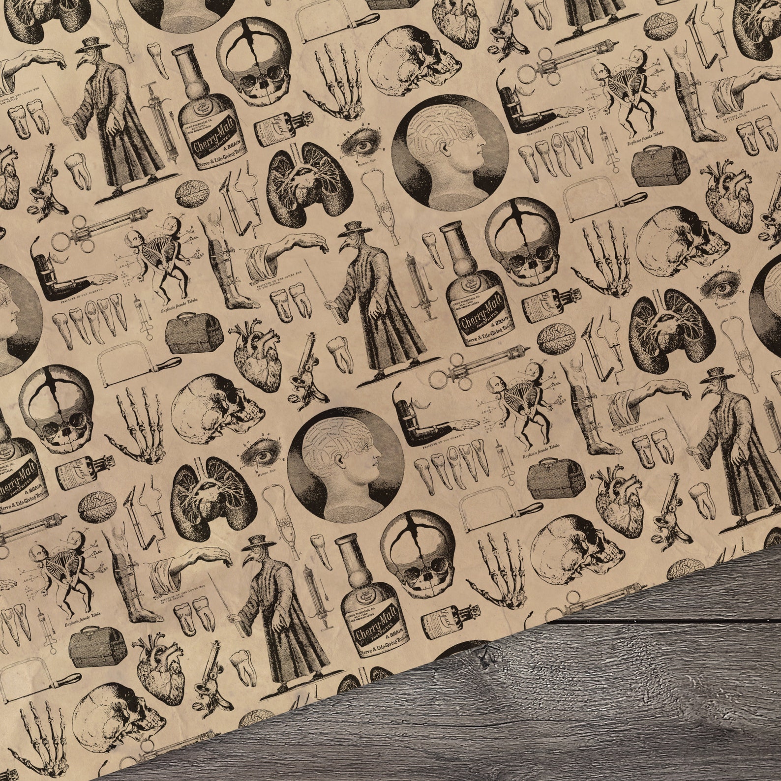 Vintage Medical Wrapping Paper - Vintage Creepy Gift Wrap With Vintage ...