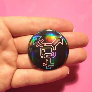 Trans Cyborg Pin - 1.5" Holographic Trans Pride Geeky / Nerdy Button - Etsy