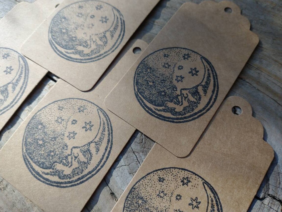 Vintage Moon Gift Tags Kraft Paper Stamped Tags for Gift - Etsy