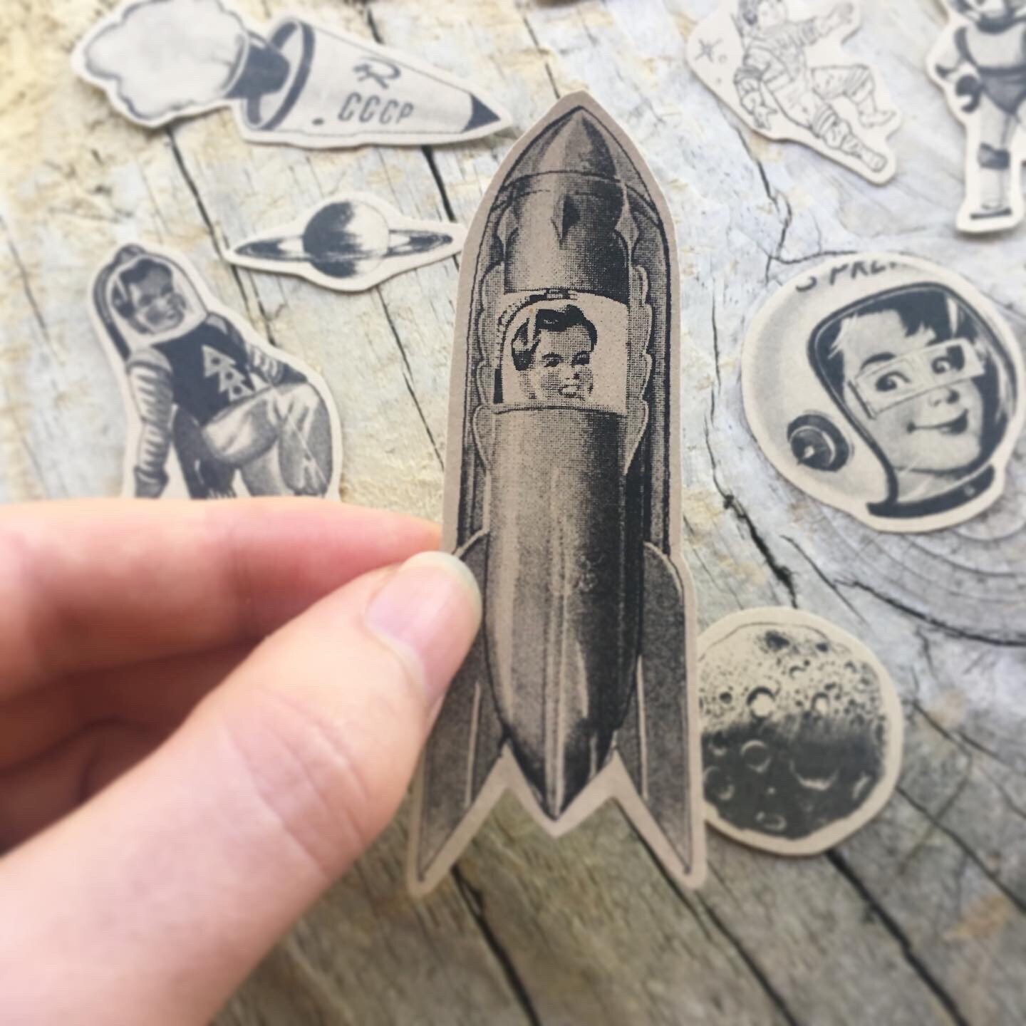 Vintage Space Age Kraft Paper Stickers 10 sticker pack | Etsy