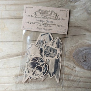 Vintage Space Age Kraft Paper Stickers 10 sticker pack | Etsy