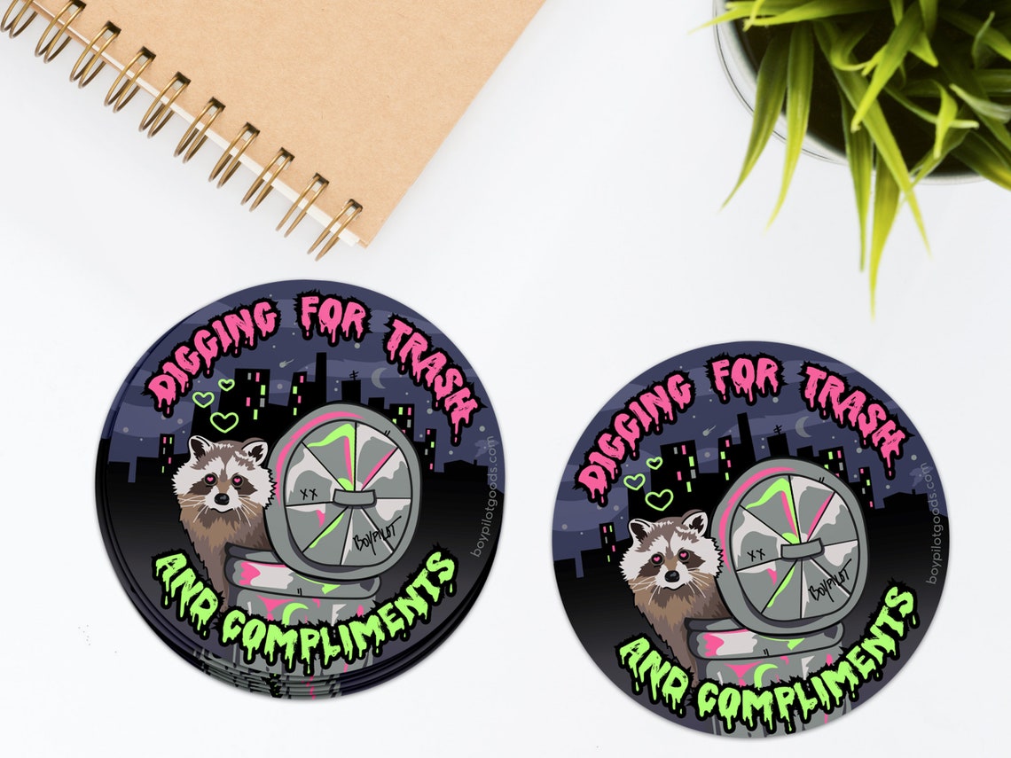 Raccoon Sticker 3 X 3 Cute Funny Trash and - Etsy