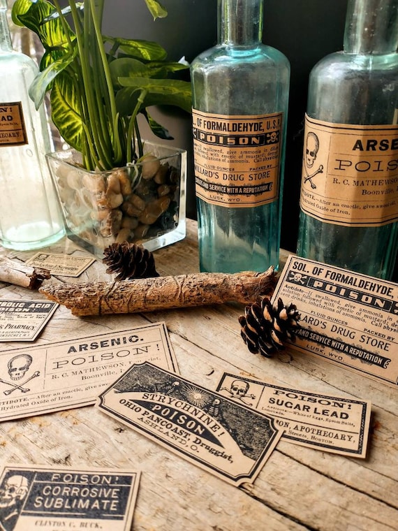 Vintage Poison Bottle Labels Kraft Paper Stickers 7 Sticker | Etsy