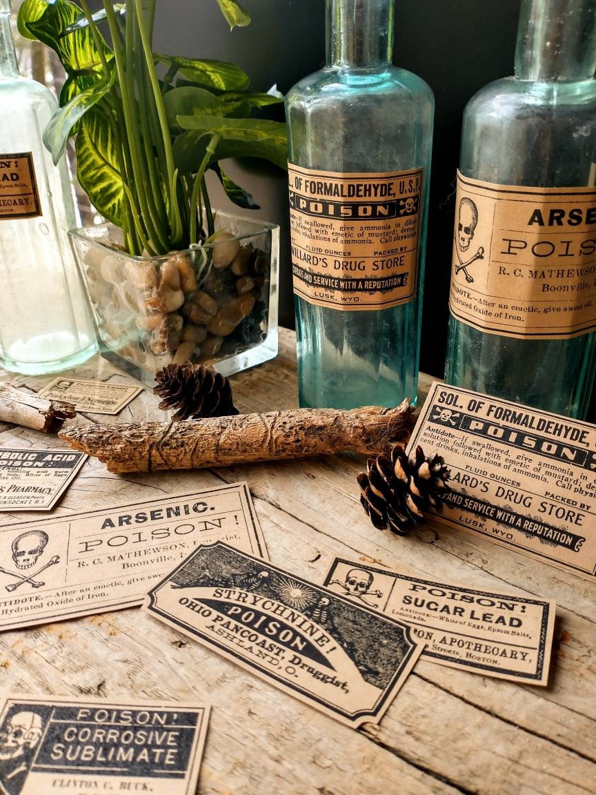 Vintage Poison Bottle Labels Kraft Paper Stickers 7 Sticker | Etsy