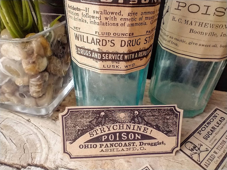 Vintage Poison Bottle Labels Kraft Paper Stickers (7 Sticker Pack) - Etsy