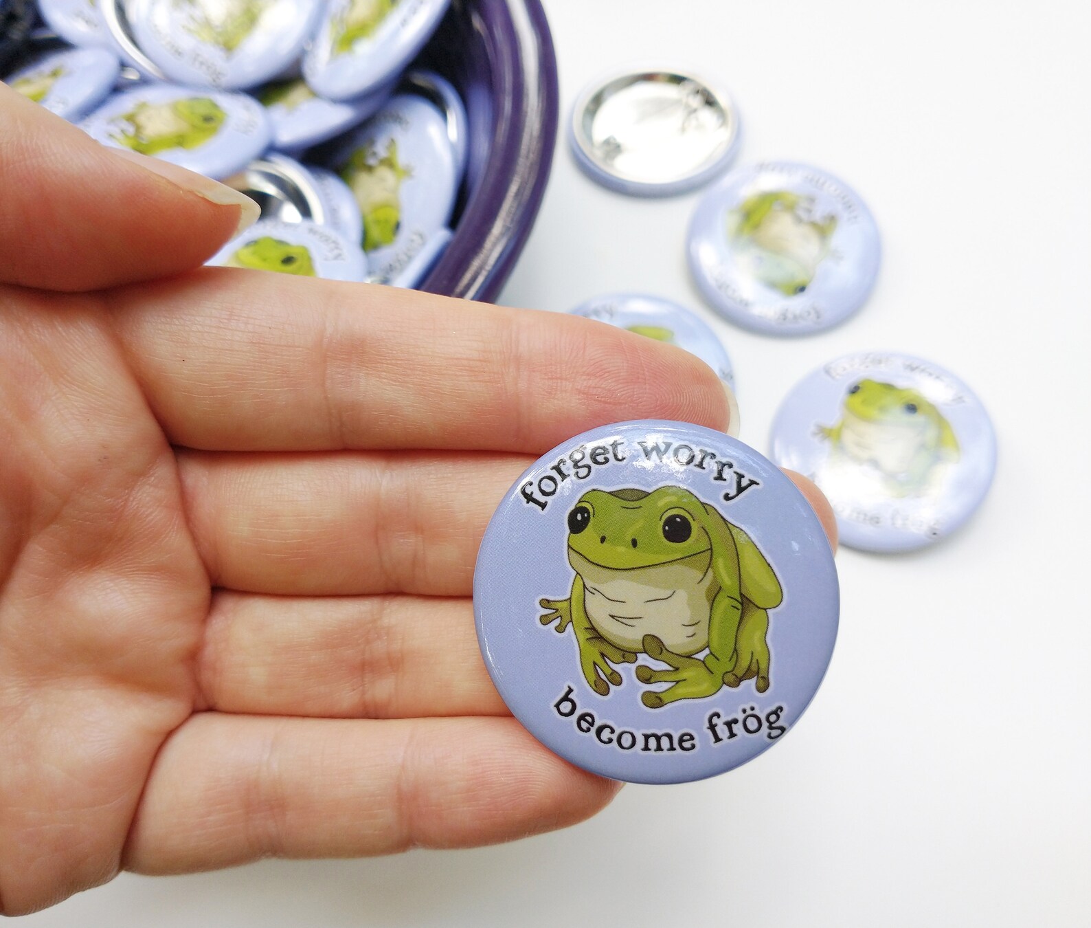 Forget Worry Become Frog Pin Funny Cute Anxiety Free Frog - Etsy