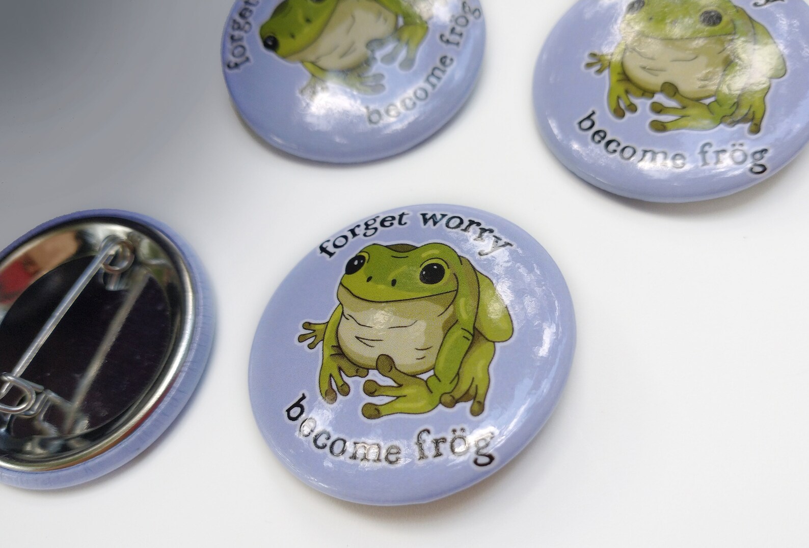 Forget Worry Become Frog Pin Funny Cute Anxiety Free Frog - Etsy