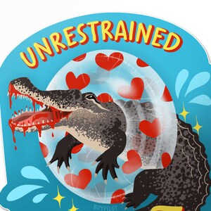 Alligator Sticker - Funny Unrestrained Summer Fun Reptile Vinyl Sticker ...