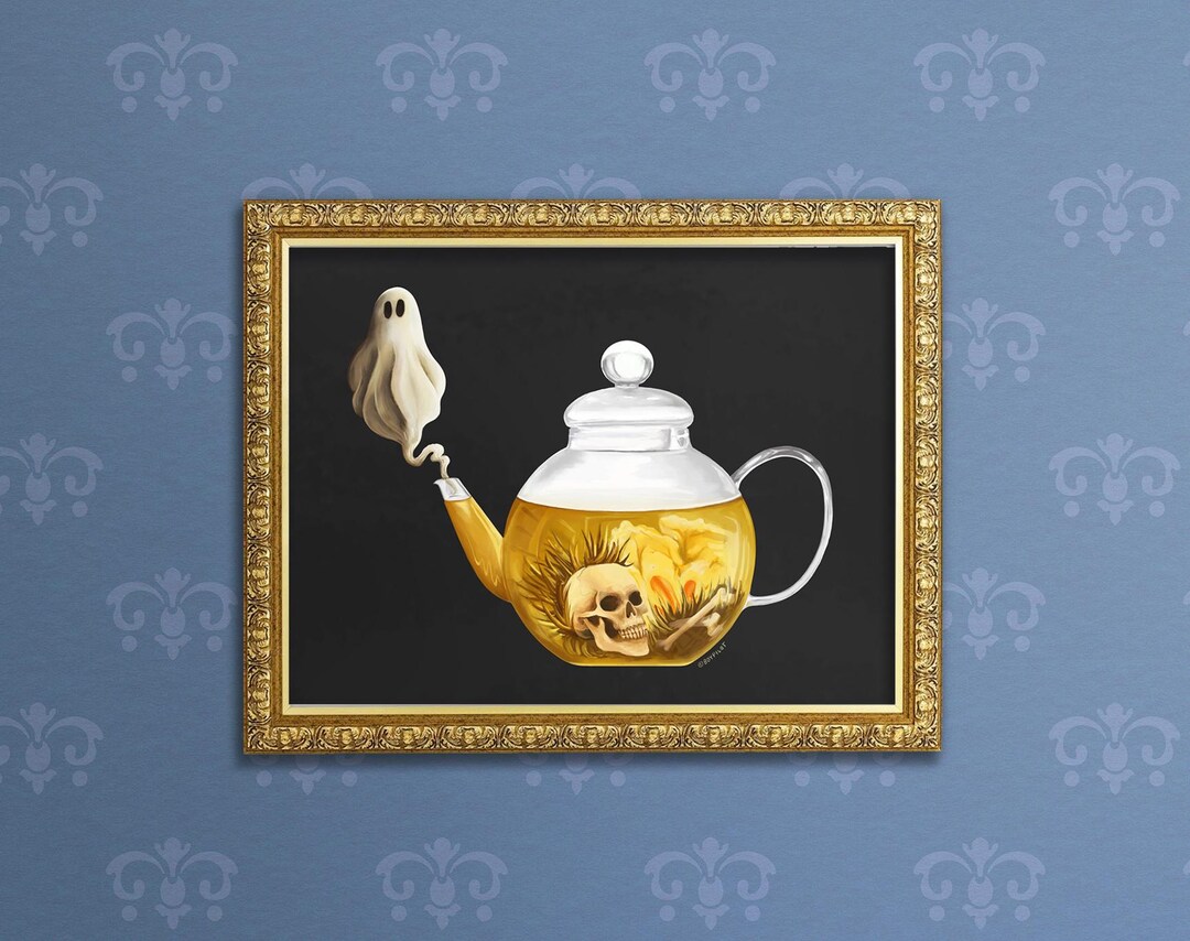 Spooky Tea Print | Ghost, Skull, Macabre Art on Matte Paper - Etsy