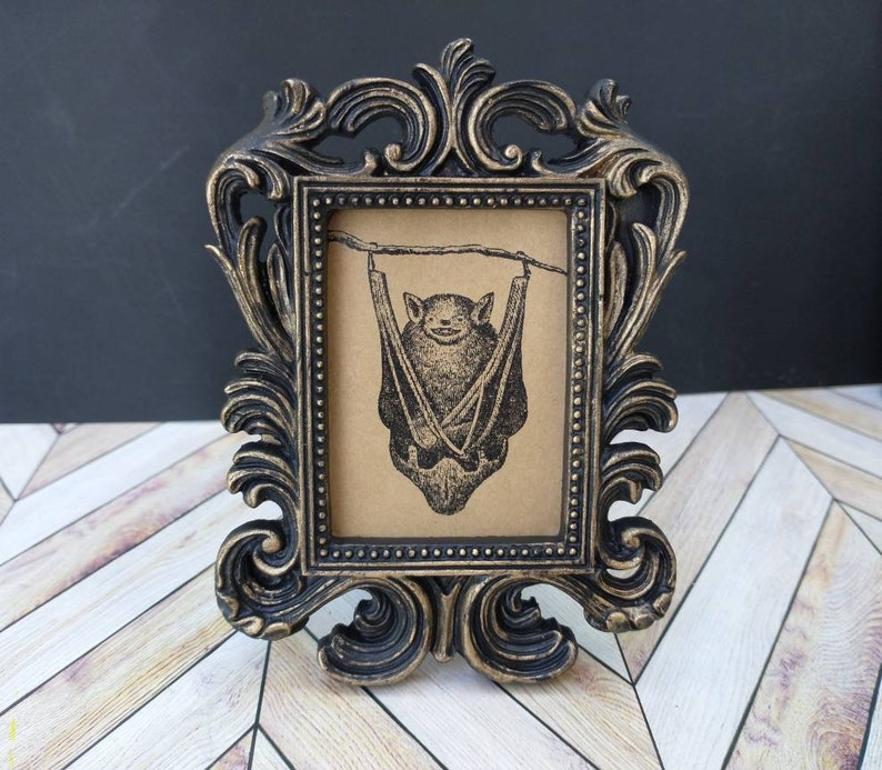 Vintage Bat Print in Baroque Frame - Antique Hanging Spooky Framed ...