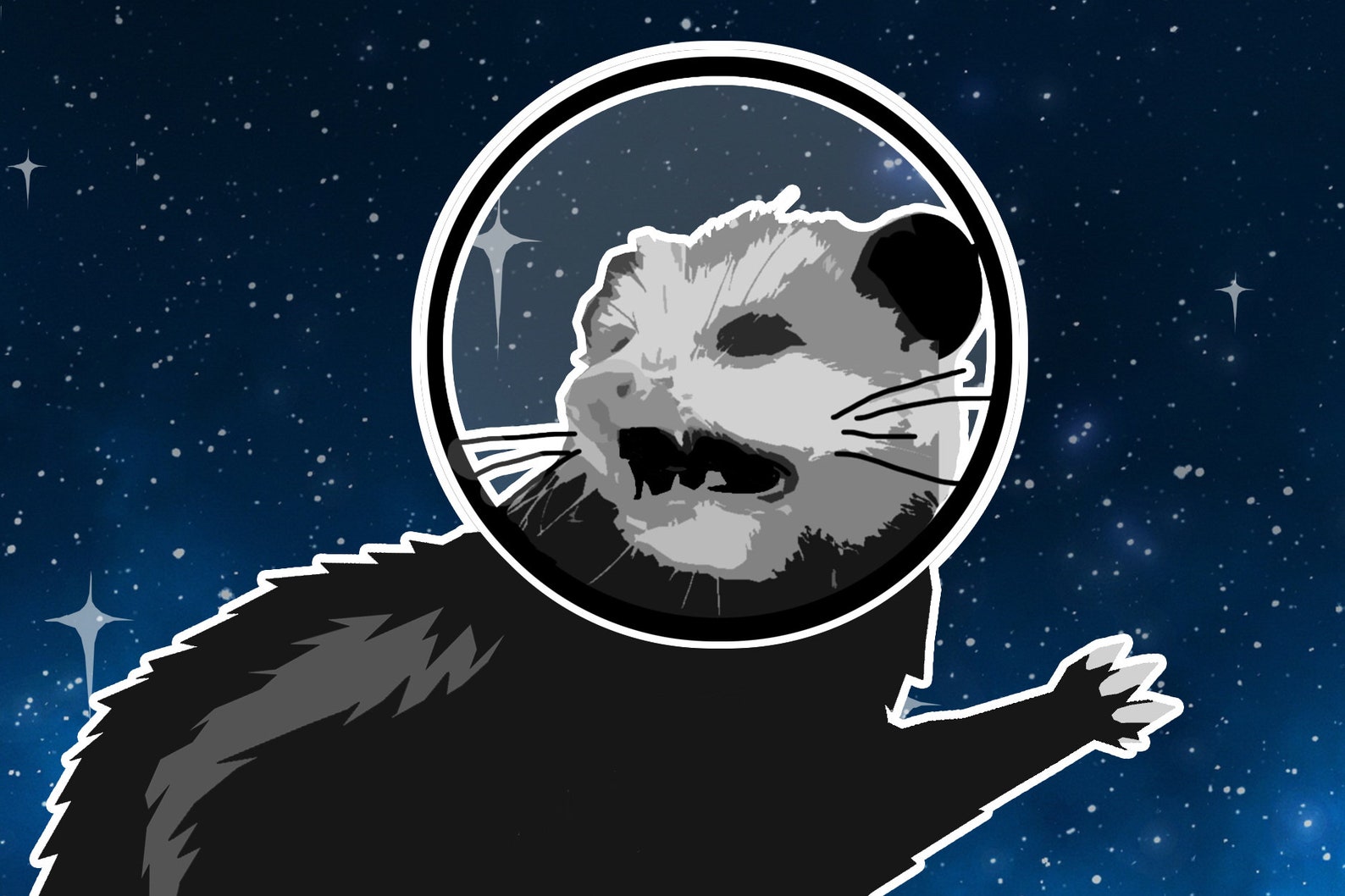 Possum in Space Sticker 3 X 3 Introvert Anxiety | Etsy