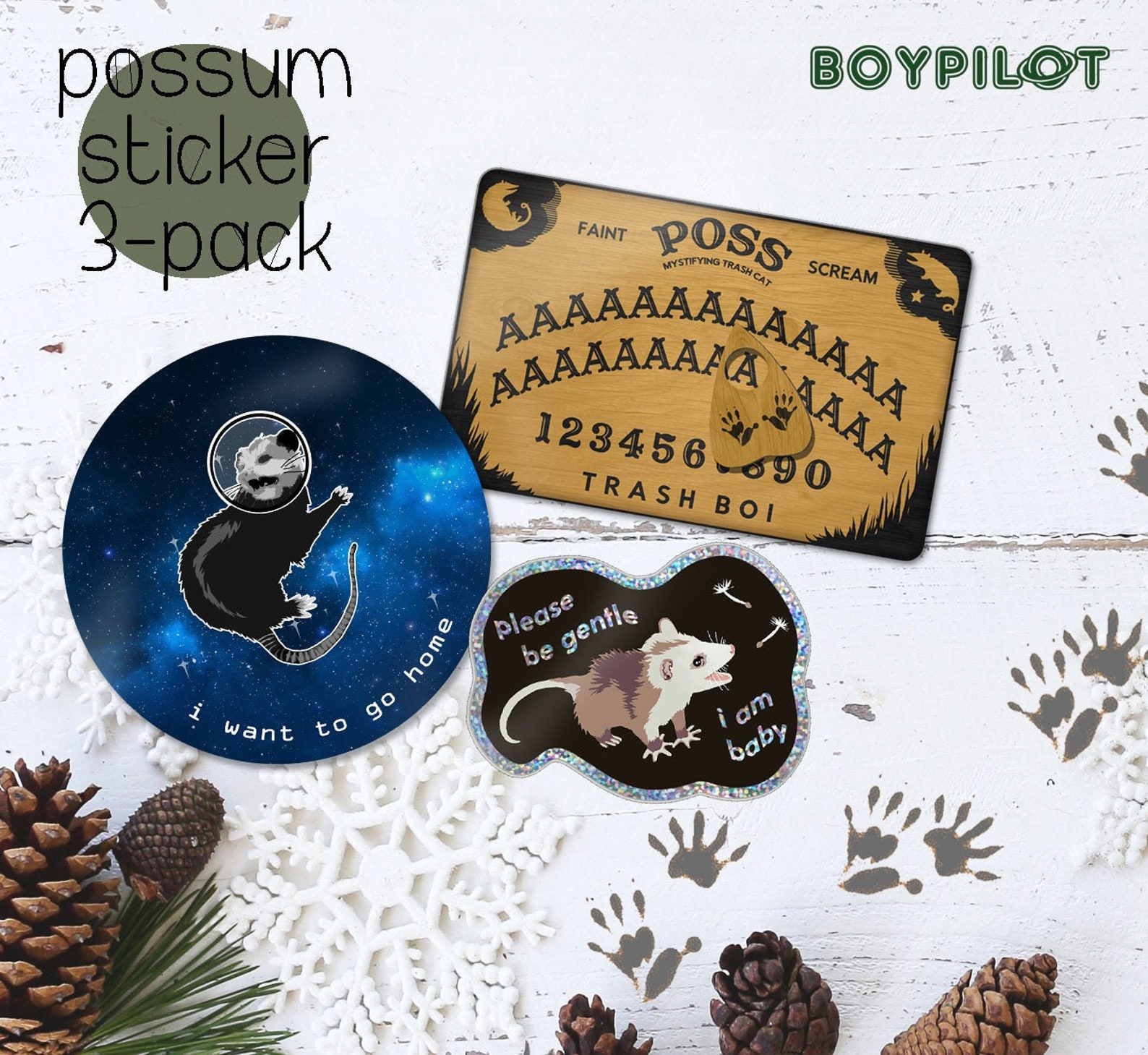 Possum Sticker 3-pack 3 Funny Opossum Stickers Glossy - Etsy