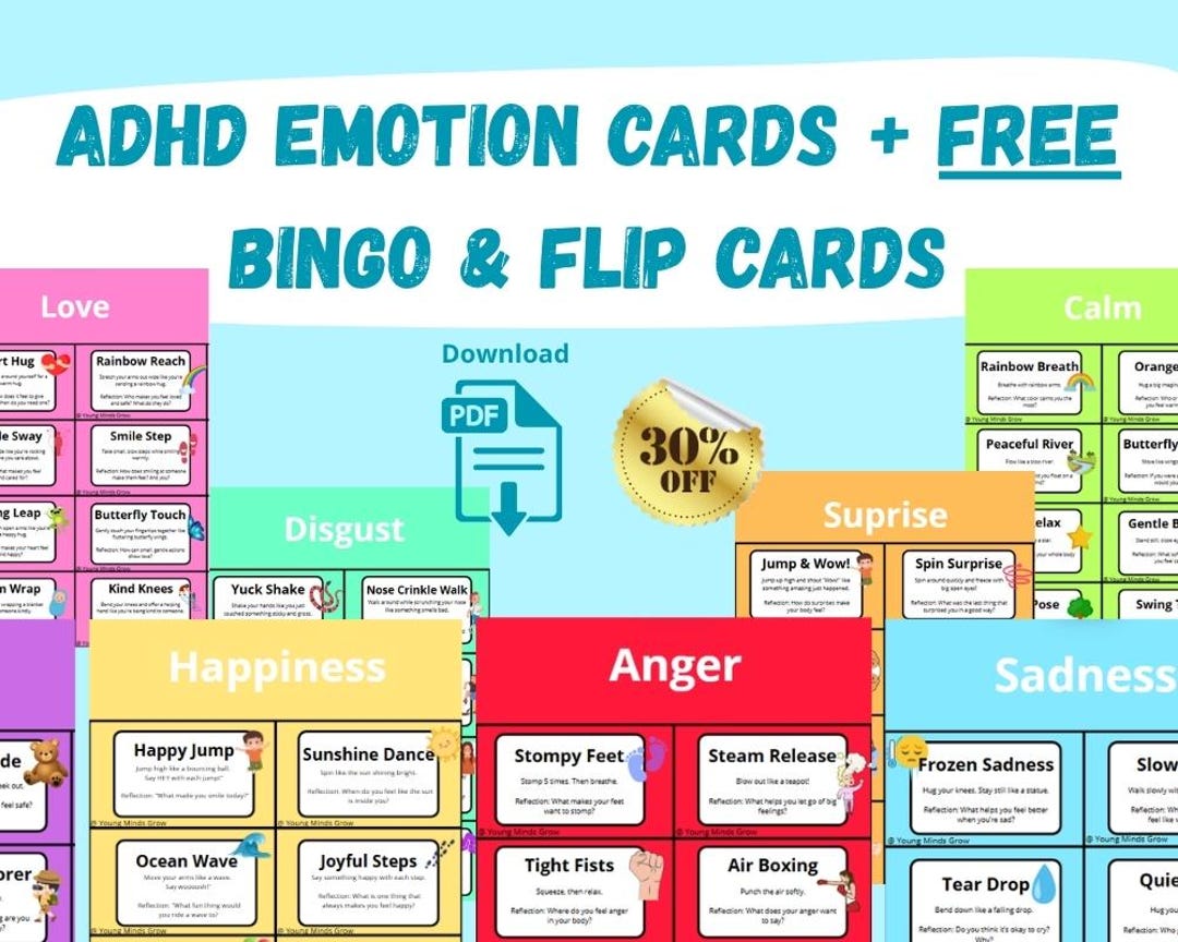 ADHD Emotion Flashcards: Movement & SEL Activities for Kids (digital ...