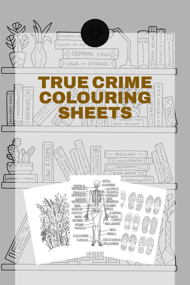 True Crime Colouring Sheets | DIY Detective | Printables - Etsy