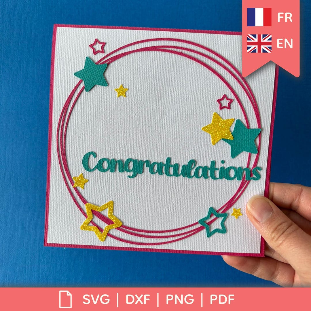 Bilingual Congratulations Card File to Cut – SVG DXF PDF Png Cricut ...