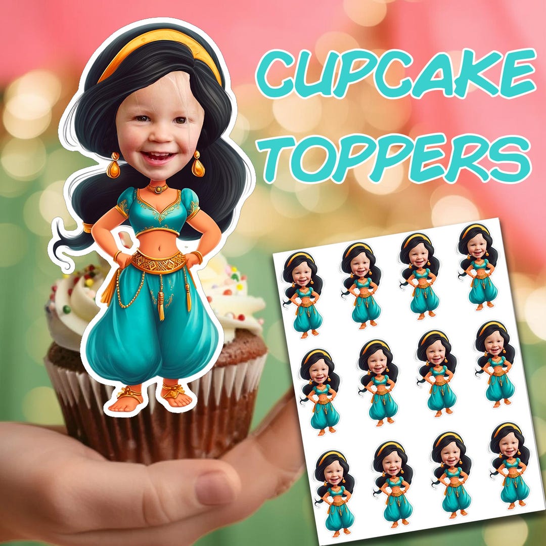 Personalized Jasmine Cupcake Toppers: "personalised FACE Toppers ...