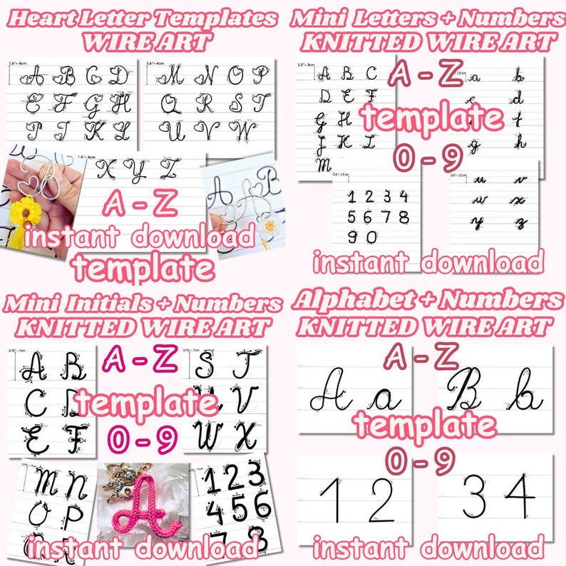 Wire Letter Template Bundle: "letters BUNDLE Pdf" Alphabet Knitted Wire ...