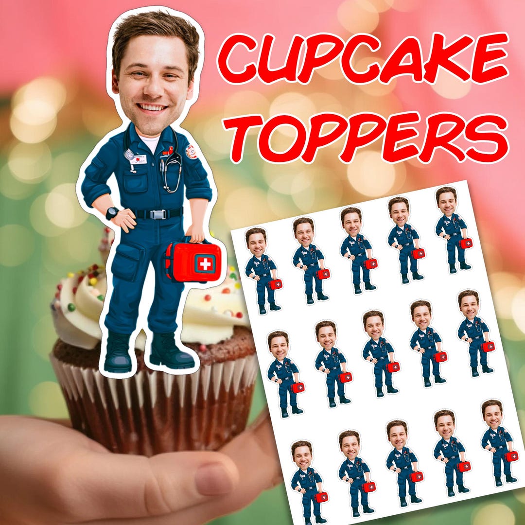 Personalized Paramedic Cupcake Toppers: "personalised FACE Toppers ...